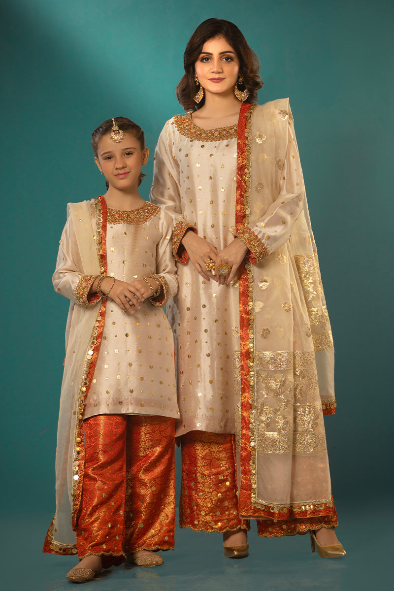 Rust Deluxe Mother Daughter combo - Trendy Pakistani women dresses Online– Chic Ophicial